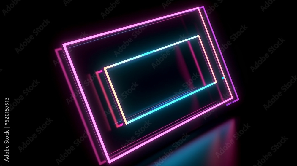 Parallelogram rectangle picture frame with two tone neon color shade ...