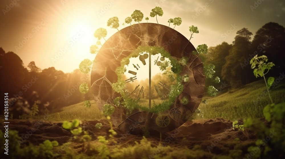 The circular economy icon on nature background in The concept circular ...