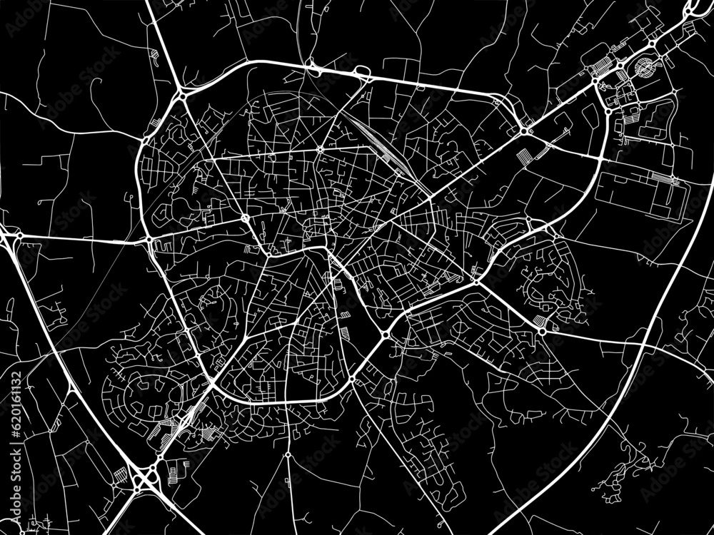 Vector road map of the city of Cholet in France on a black background ...
