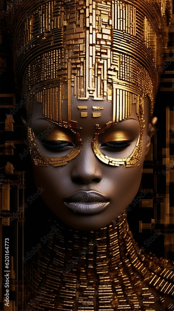 the art of beautifying the body. african american beauty with graphic ...