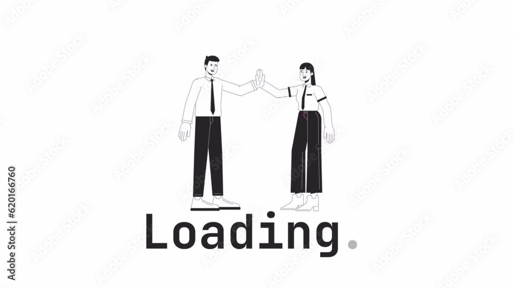 Work high five bw loader animation. Team celebrating. Business team ...