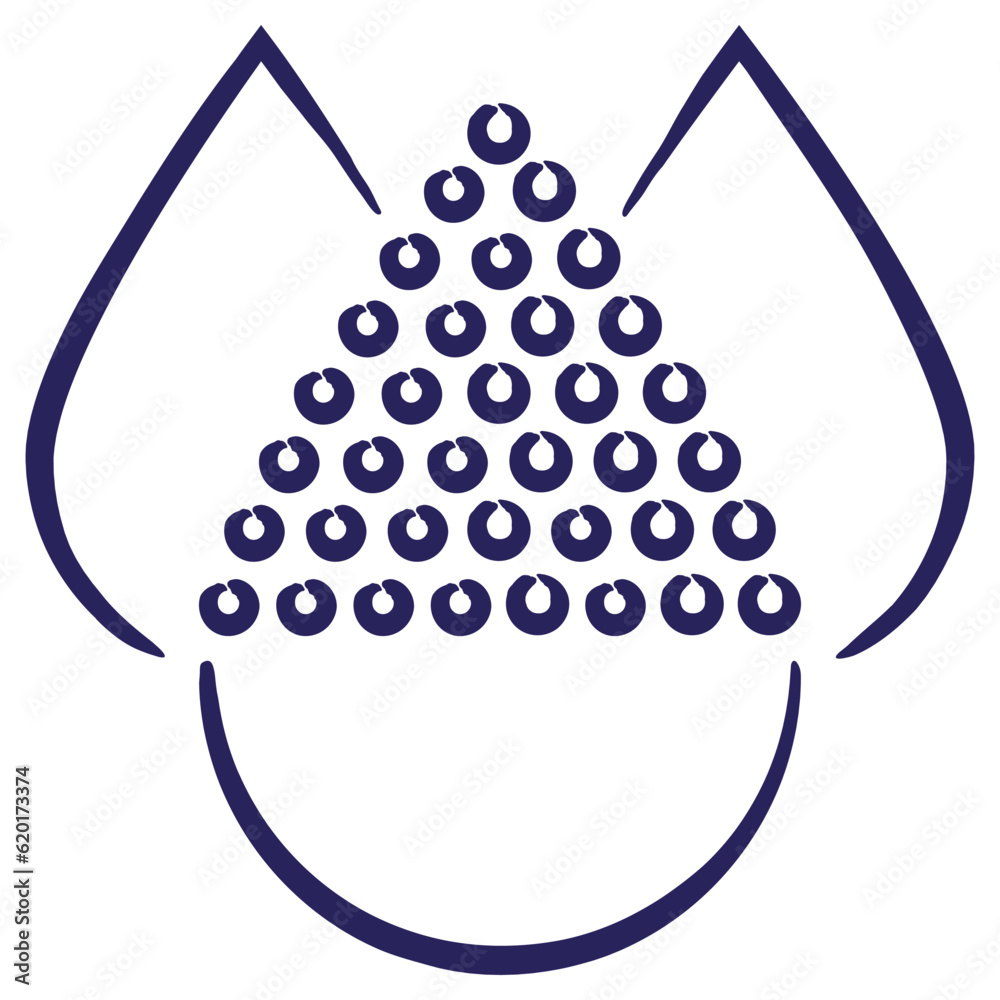 Water Salinity. Liquid drop outline pictogram with round dots inside in ...
