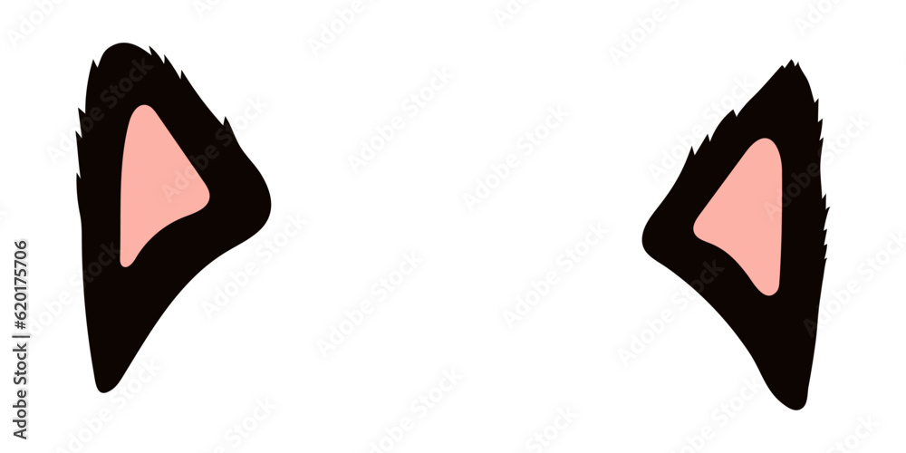 Black cat ears Halloween costume accessory hand drawn illustration ...
