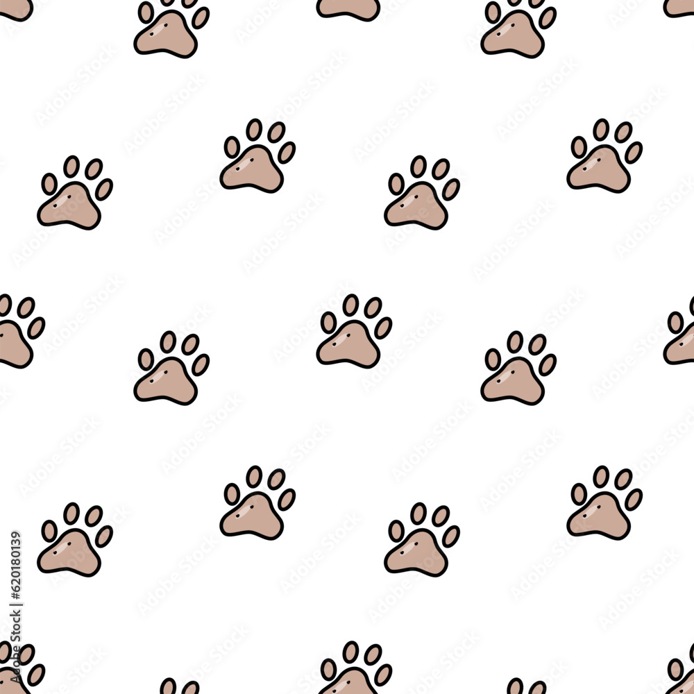 Animal tracks seamless pattern. Dog or cat paw print background ...
