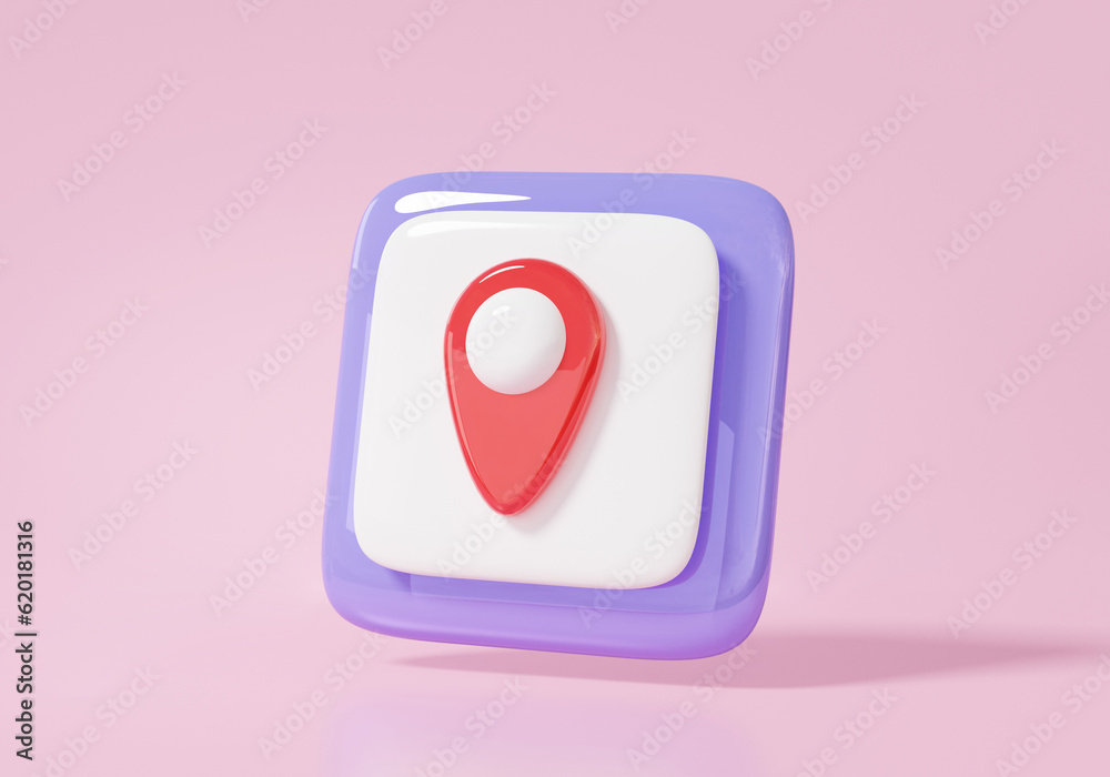 Pin pointer icon symbol and technology map location search GPS, travel ...