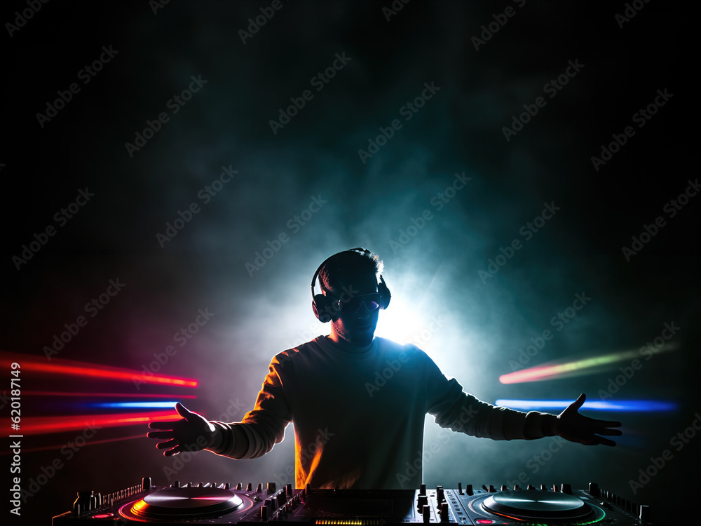 DJ Spinning, Mixing, and Scratching in a Night Club, Hands of dj tweak ...