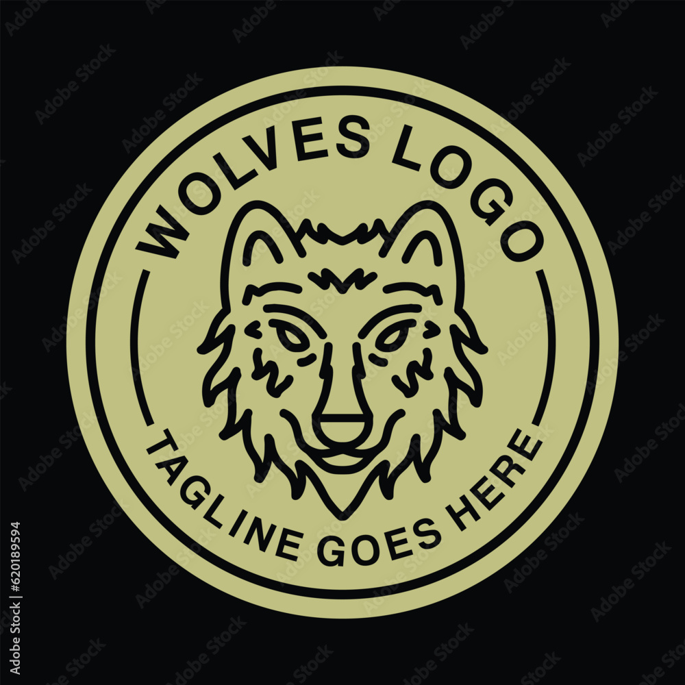 Premium Monoline Wolf Logo Design Emblem Vector illustration animal ...
