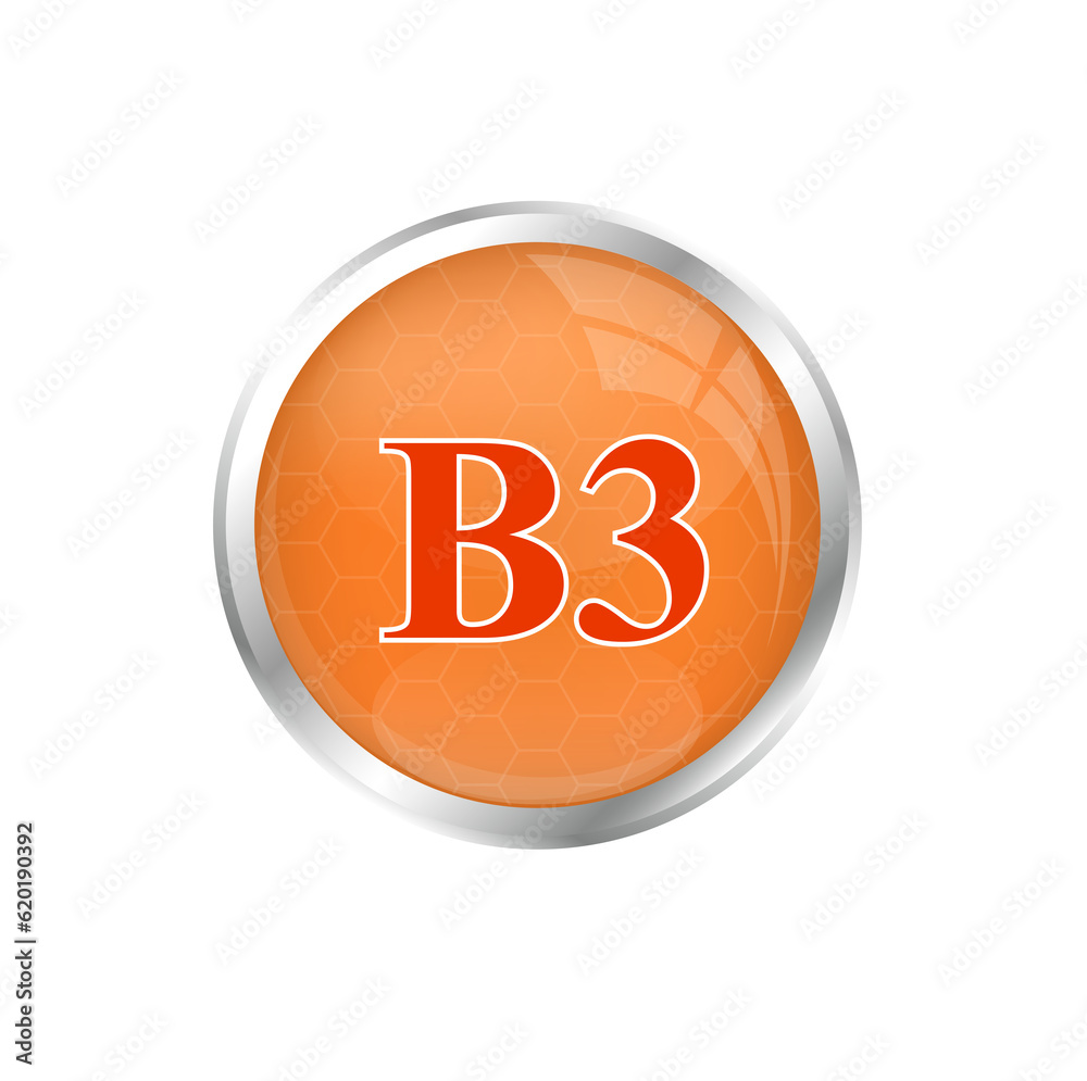 Vitamin B3 icon structure orange substance isolated on out PNG ...