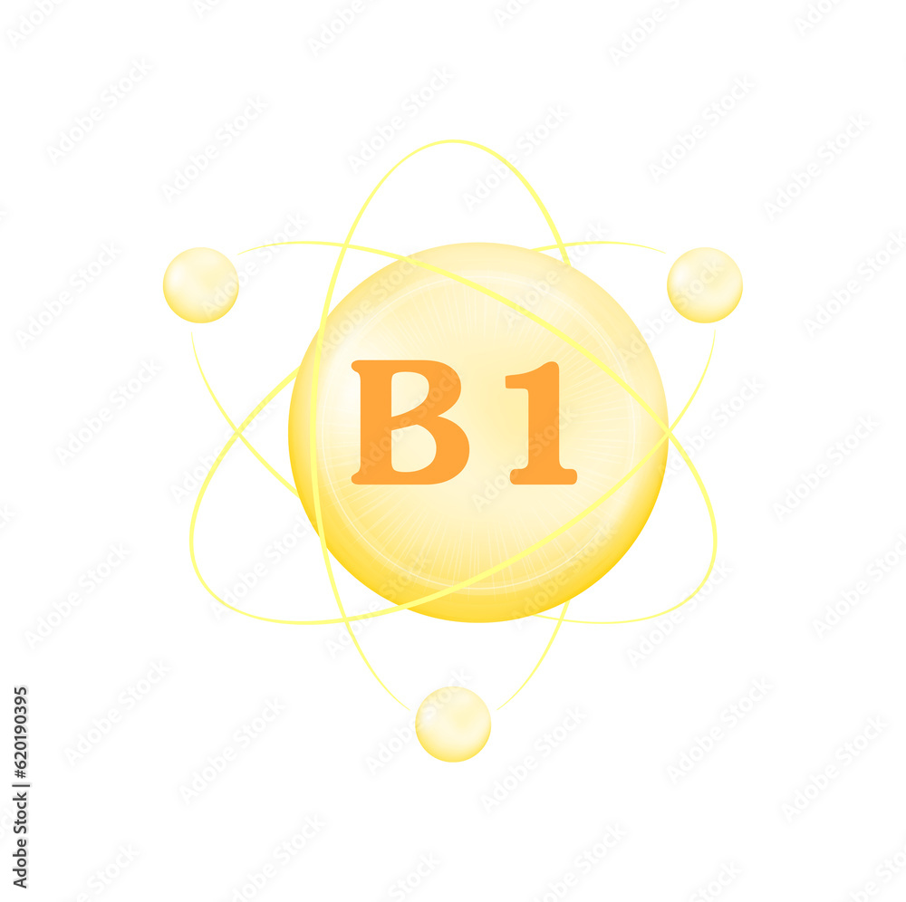 Vitamin B1 icon structure yellow substance. 3D Vector Illustration ...