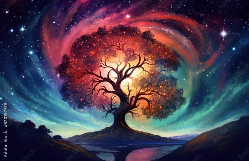tree of life, abstract art, colorful art represents the power of the ...