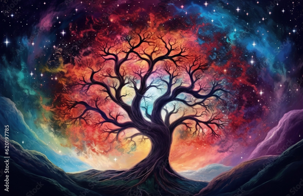 tree of life, abstract art, colorful art represents the power of the ...