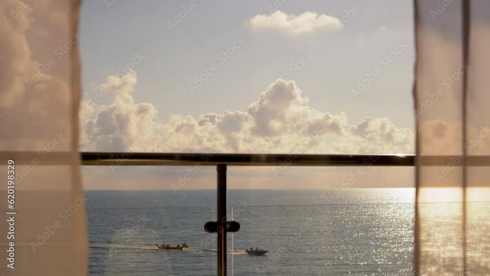 Beautiful Fast Time Lapse Through Terrace Window Sea Blue Yellow Sunset ...