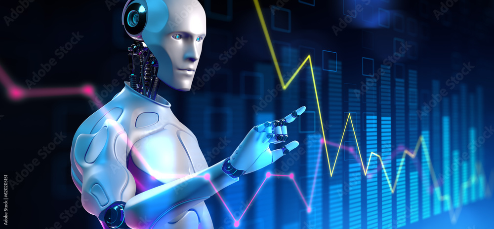 Robotic RPA big data analysis automation trading robot technology with ...