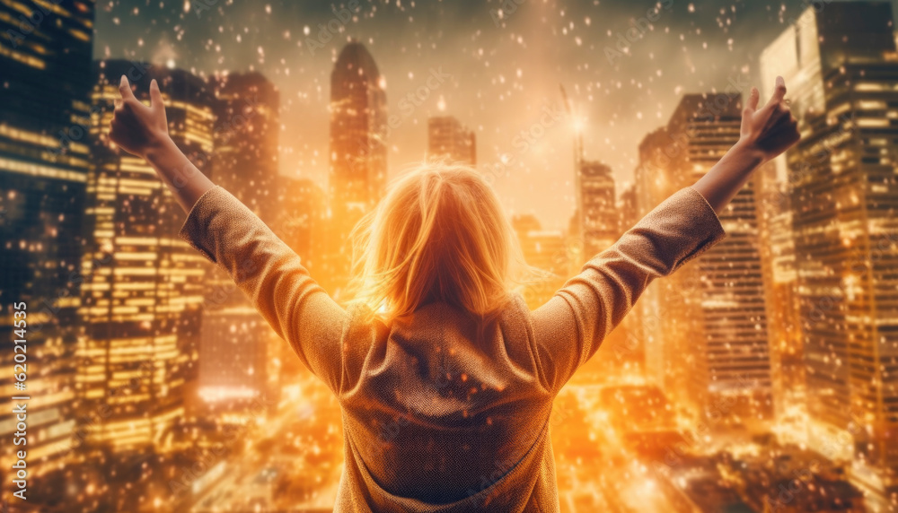 Super excited and very happy winner. Winner mentality concept ...