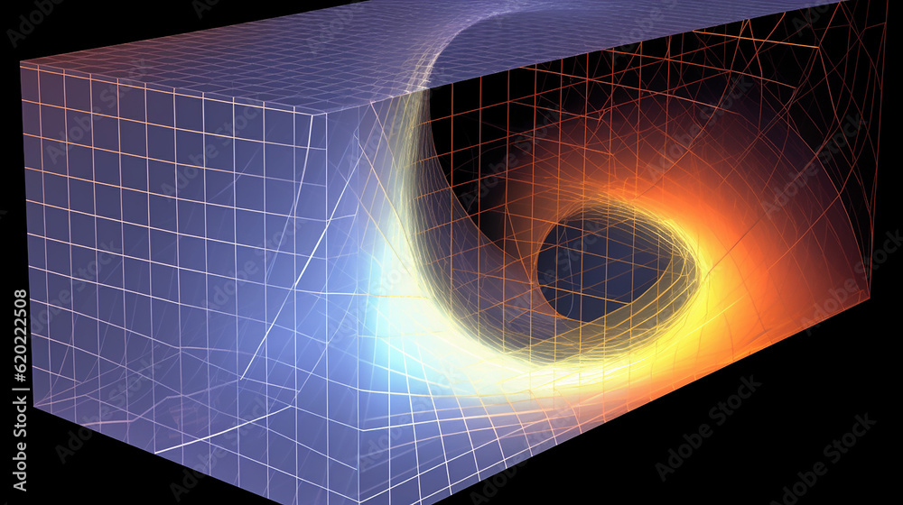 Time-Space Distortion: Abstract Visualization of Spacetime Continuum Curvature. Generative AI ...