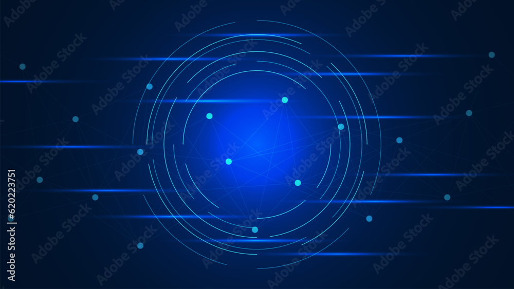 Big data visualization and machine learning concept with circle line ...