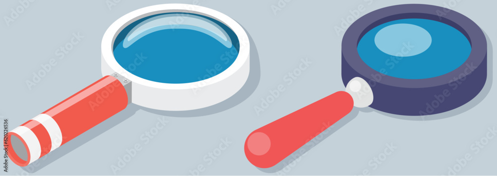 Magnifying glass isolated on white background. Optical device loupe ...