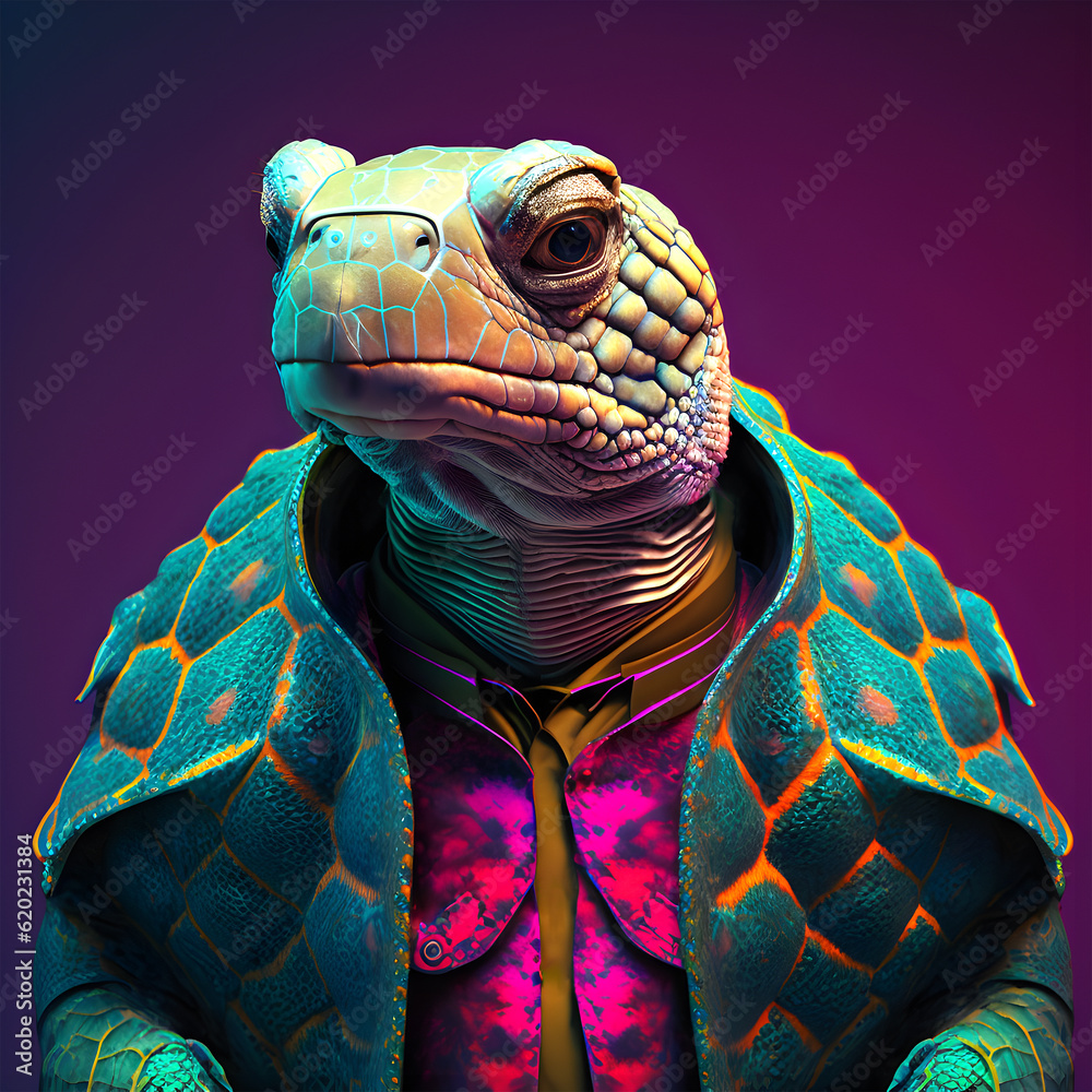 Realistic lifelike turtle tortoise in fluorescent electric highlighters ...