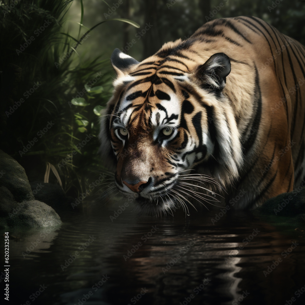 Portrait of a Royal Bengal tiger (Panthera tigris), a.k.a. Indian tiger ...