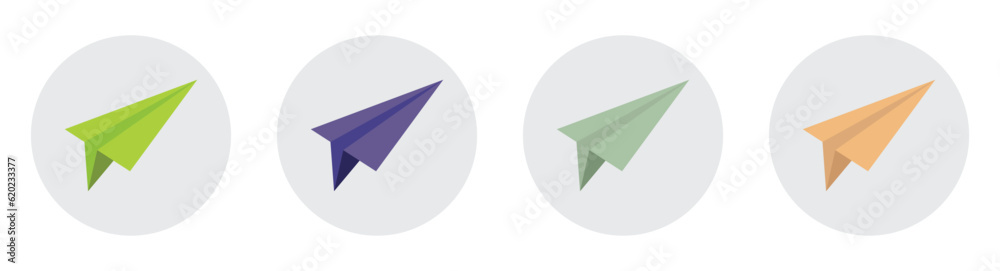 Paper plane icon collection vector illustration isolated on white Stock ...