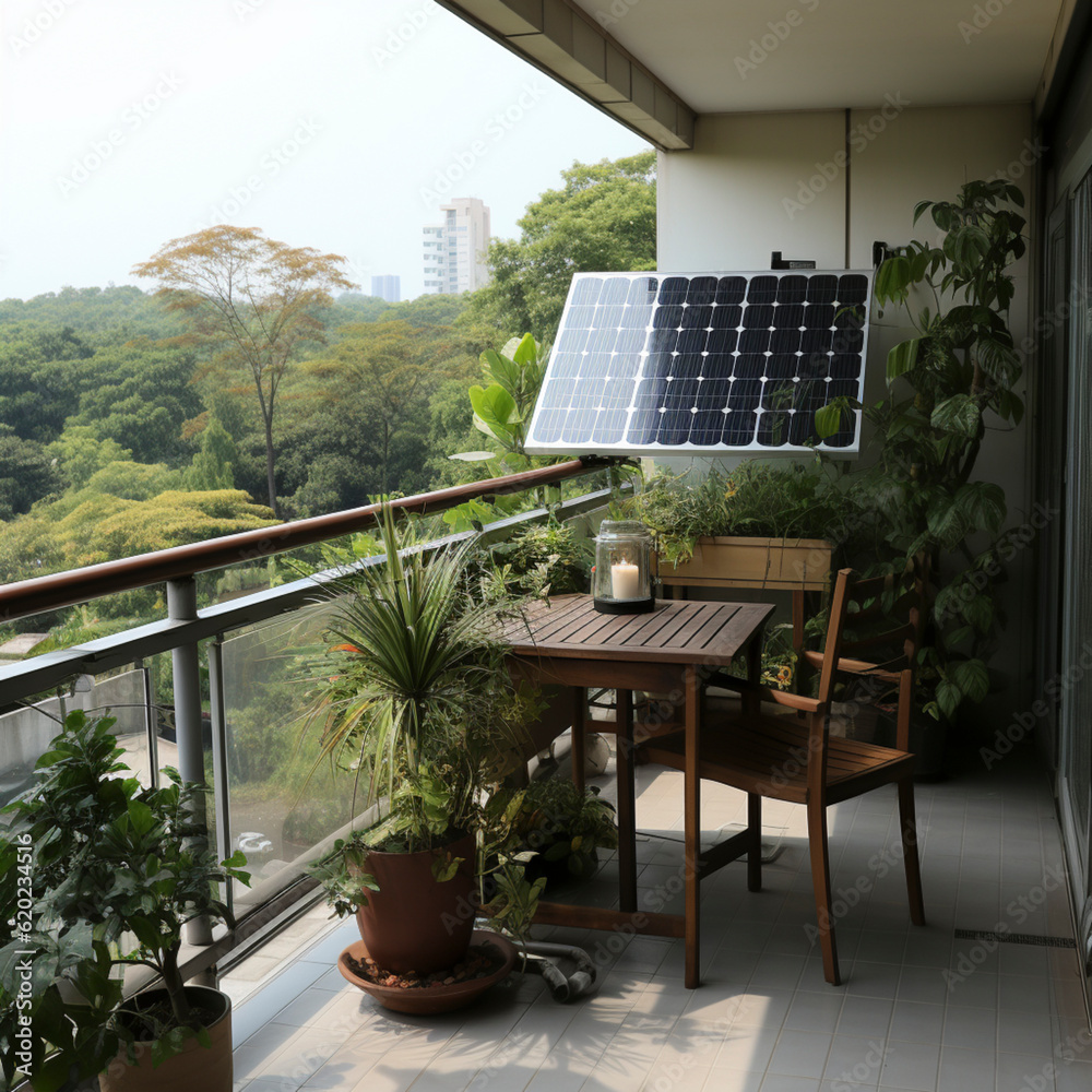 Solar system, solar power plant Solar panels on a balcony Balcony power ...