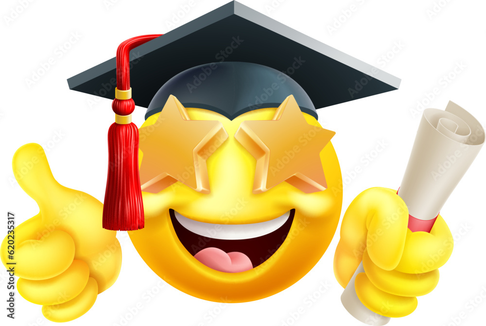 Vetor de An emoji college or school graduate at convocation or ...
