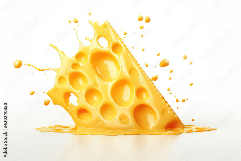 A slice of yellow cheese with holes melts and turns into cheese sauce ...