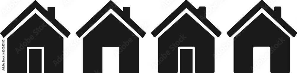 House icons, home symbols on transparent background, PNG illustration ...