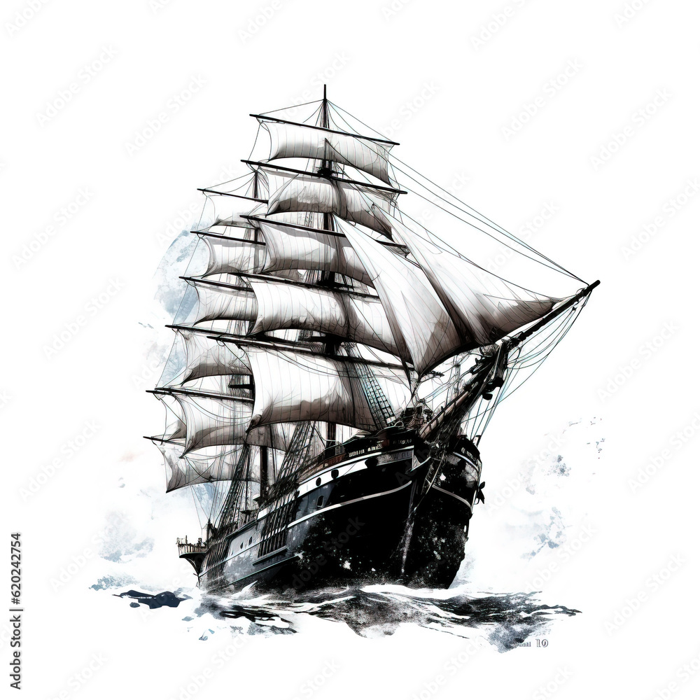 vector black and white ship on white background Stock Illustration ...