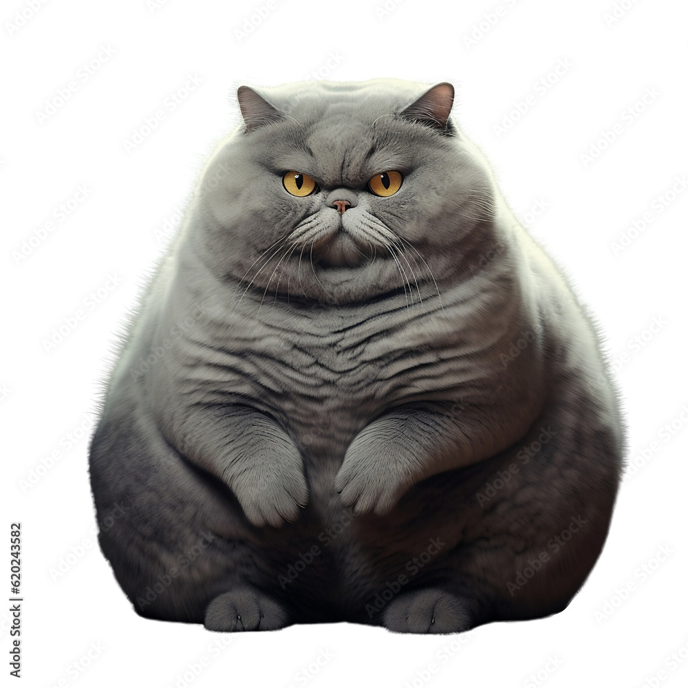 Fat gray cat standing on two legs on a transparent background Stock ...