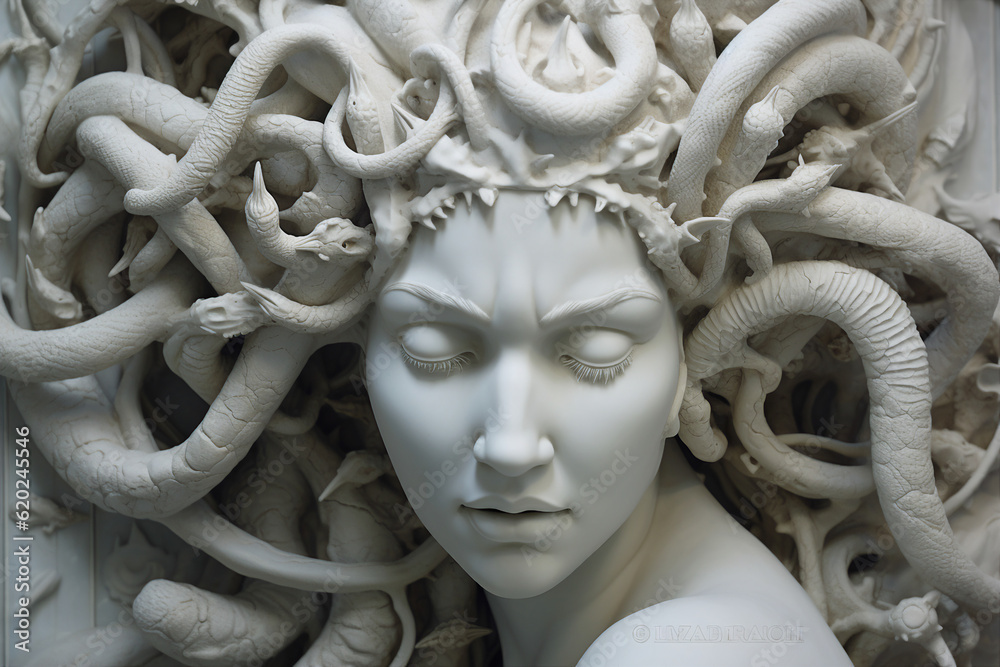 Generative AI of Medusa Gorgon In Greek mythology monster female with ...