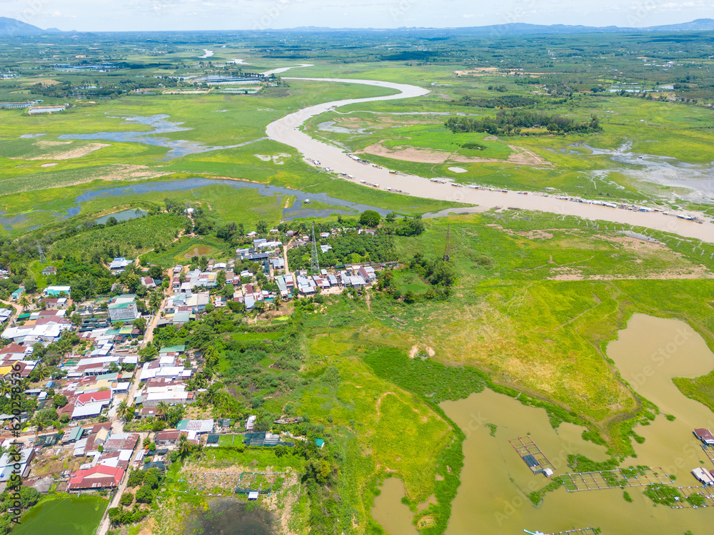 Aerial view of National Route 20 in Dong Nai province, group of ...
