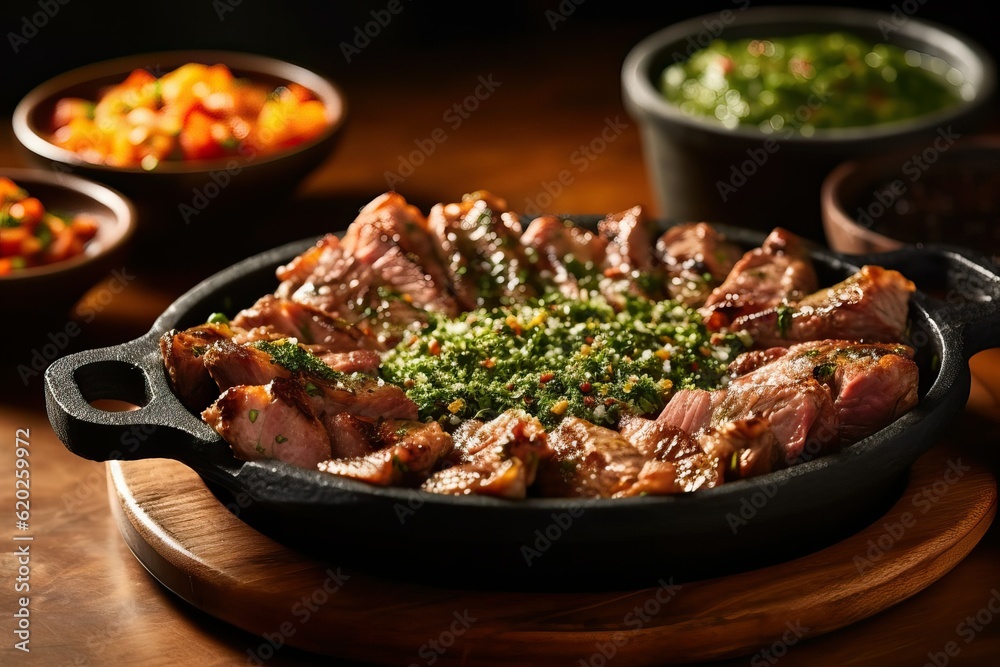 Brazilian Churrasco with chimi, sizzling plate (Ai generated) Stock ...