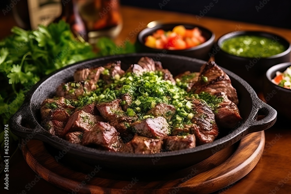 Brazilian Churrasco with chimi, sizzling plate (Ai generated) Stock ...