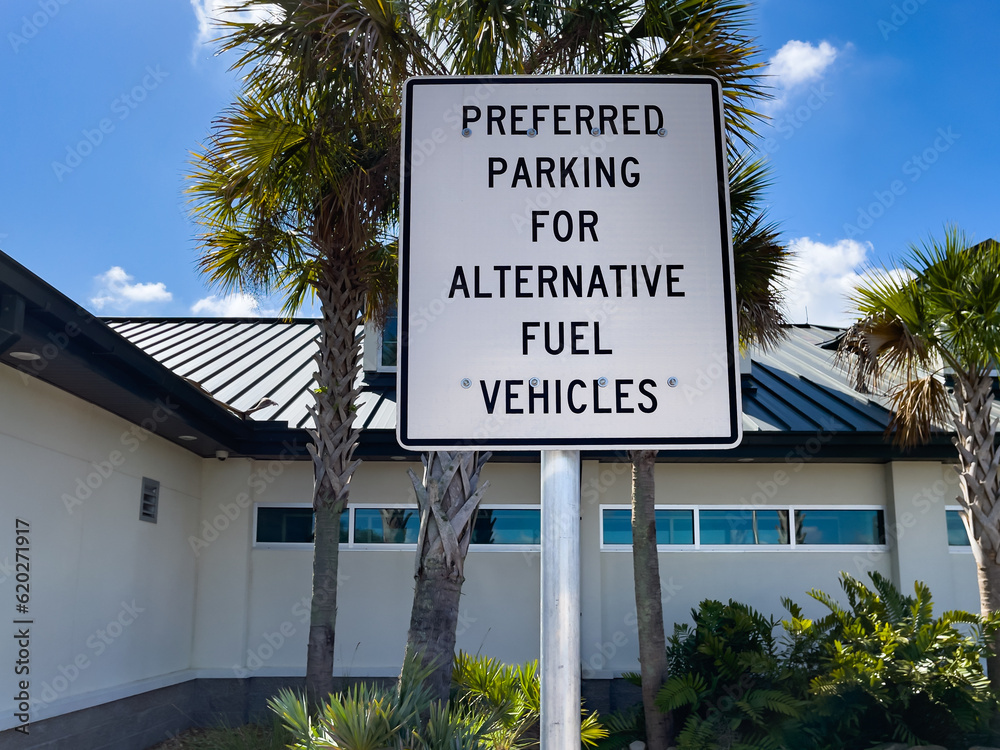 Preferred parking for alternative fuel vehicles sign. Parking sign for ...