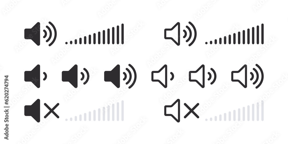 Volume control icons. Media player buttons icon set. Vector scalable ...