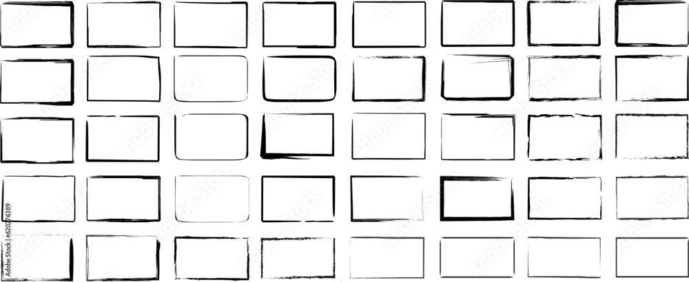 Large set of 40 hand-drawn rectangles, felt-tip pen objects. Text field ...