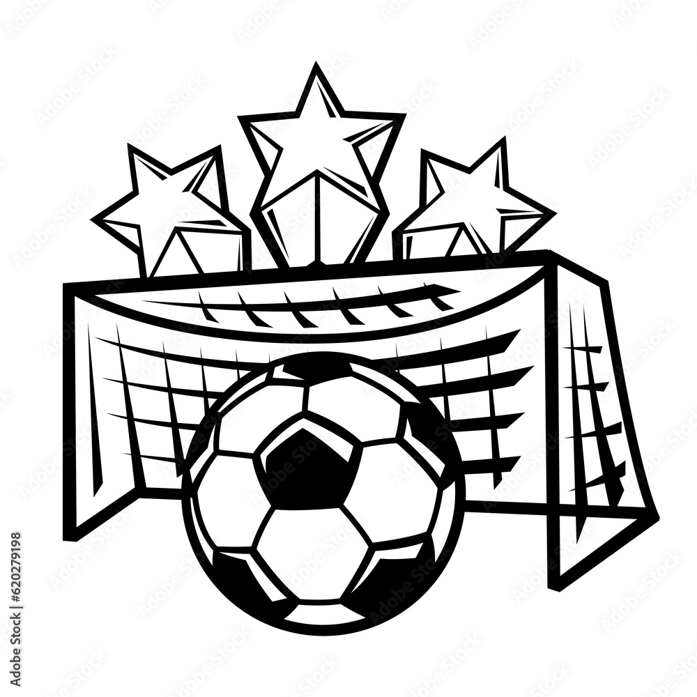 Emblem with soccer symbols. Football club label. Sport illustration in ...