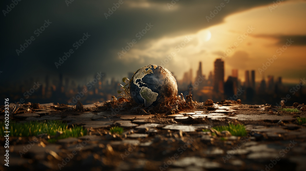 Hope's Last Stand: A Desolate Earth Begs for Change,illustration ...