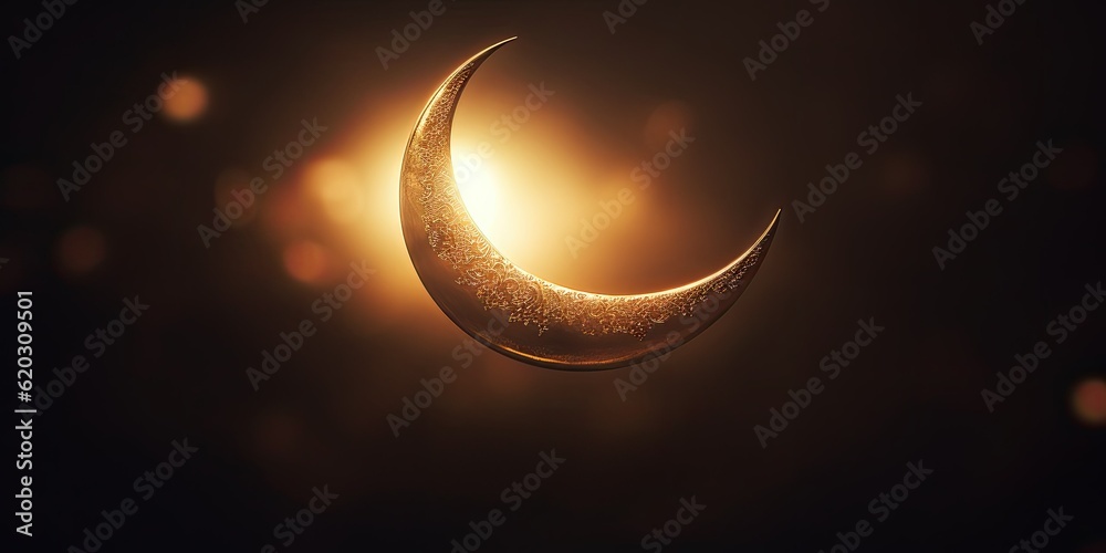 Eid Mubarak Glowing Crescent Moon Embrace the beauty and symbolism of ...