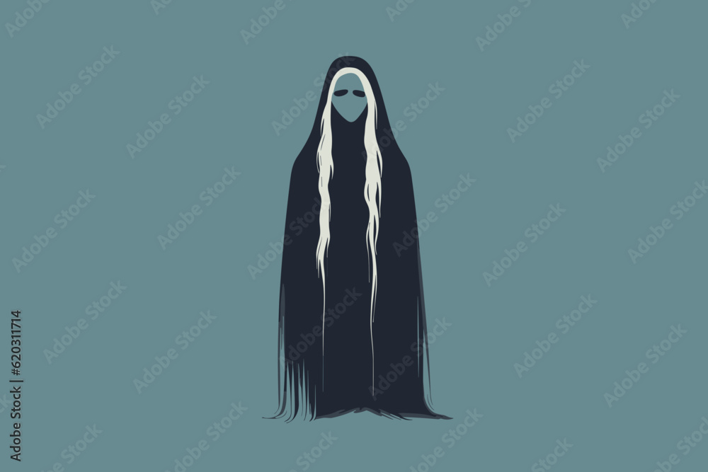 Vetor de Hand-drawn cartoon La Llorona (the weeping woman) flat art ...