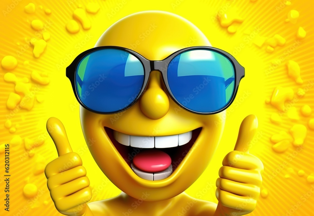 Good idea emoji. Thumbs up emotion. Happy and laughing smiley in ...
