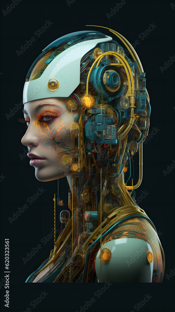 Femme Machina: An Elegant Realistic Robotic Woman Painted in Yellow ...