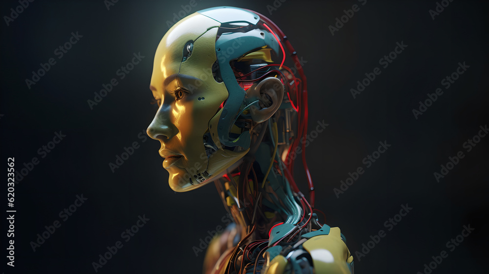 Femme Machina: An Elegant Realistic Robotic Woman Painted in Yellow ...
