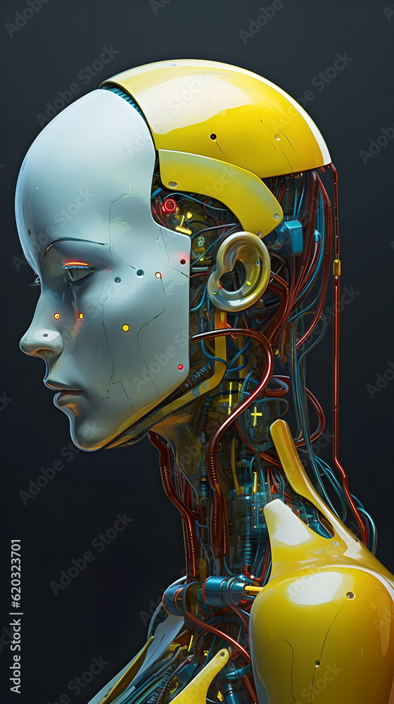 Femme Machina: An Elegant Realistic Robotic Woman Painted in Yellow ...