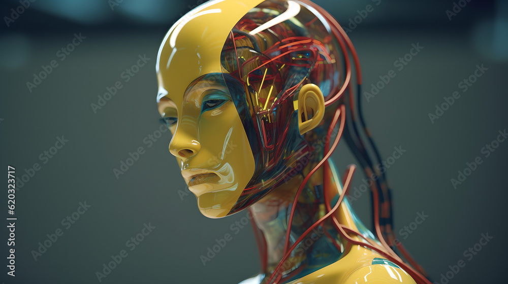 Femme Machina: An Elegant Realistic Robotic Woman Painted in Yellow ...