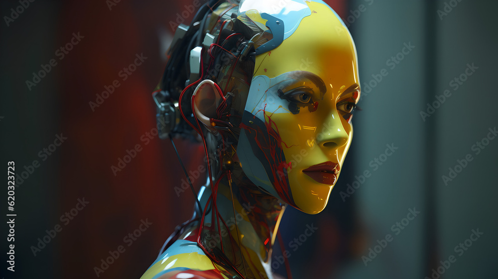 Femme Machina: An Elegant Realistic Robotic Woman Painted in Yellow ...