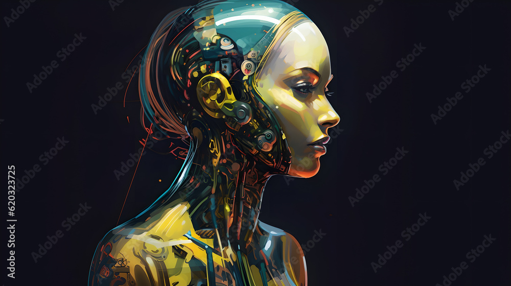 Femme Machina: An Elegant Realistic Robotic Woman Painted in Yellow ...