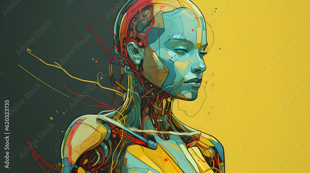 Femme Machina: An Elegant Realistic Robotic Woman Painted in Yellow ...