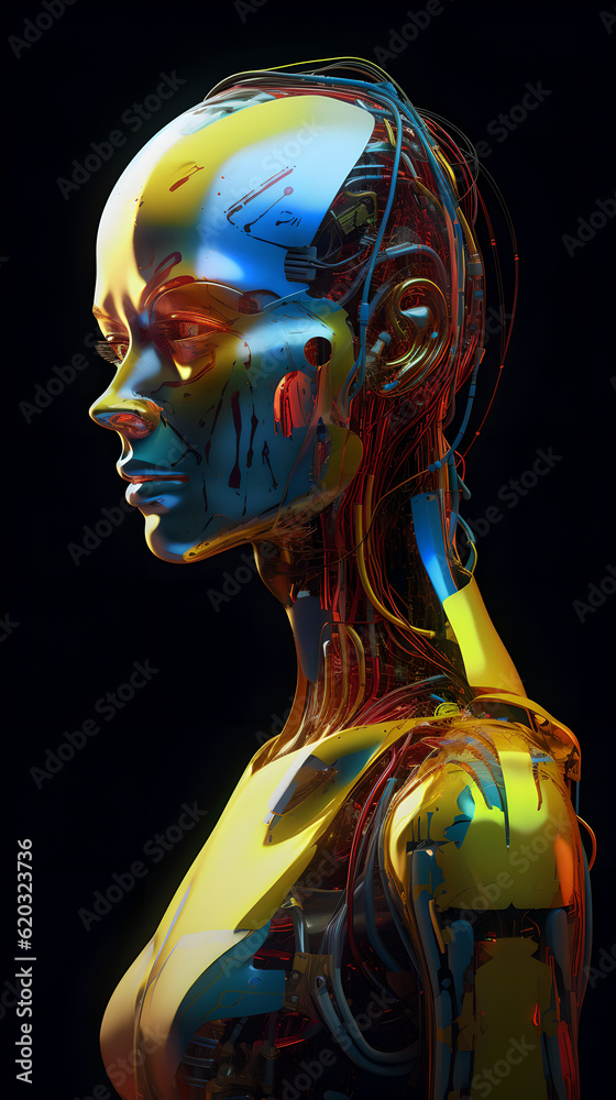 Femme Machina: An Elegant Realistic Robotic Woman Painted in Yellow ...